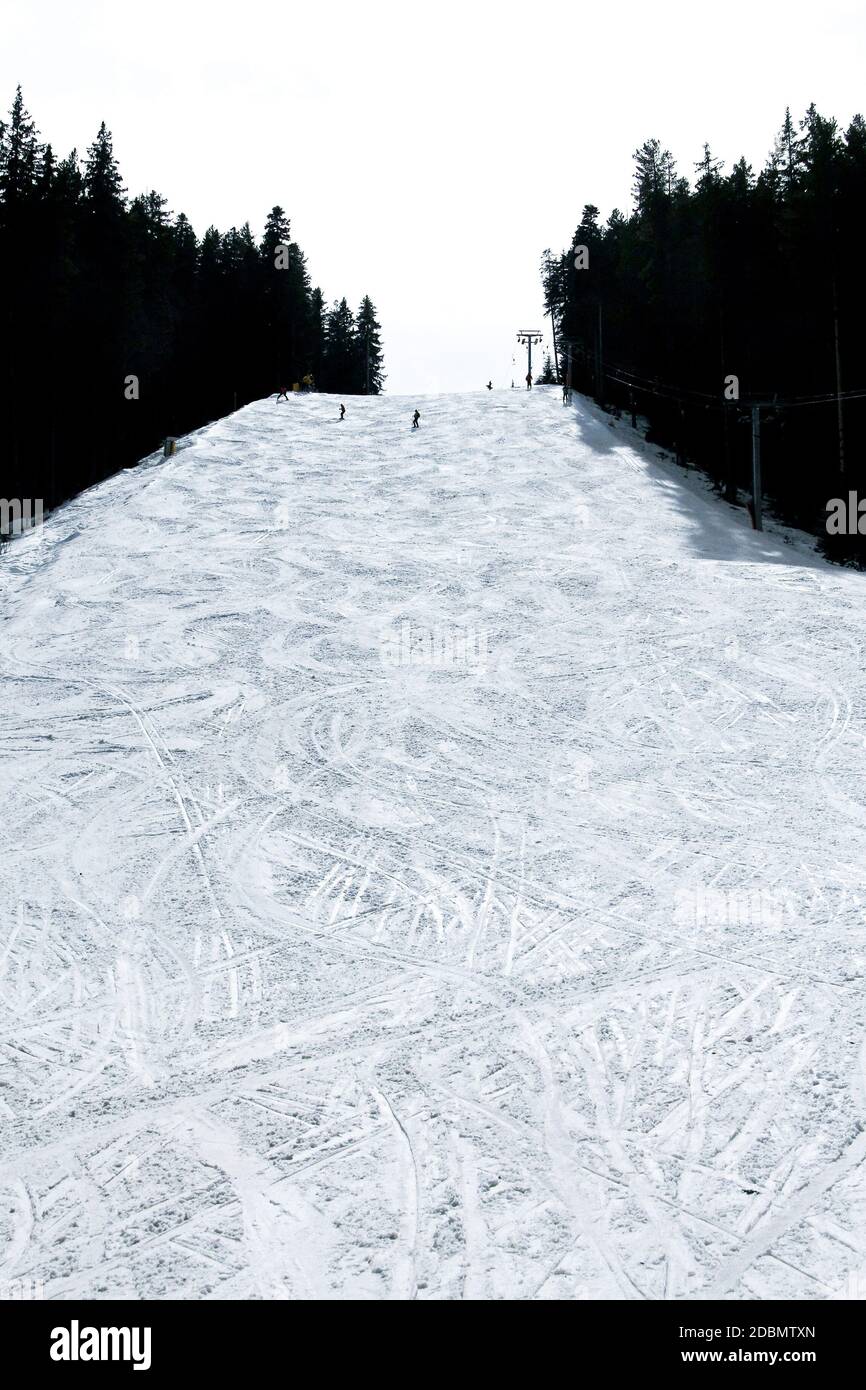 Empty ski slope in a winter resort Stock Photo - Alamy