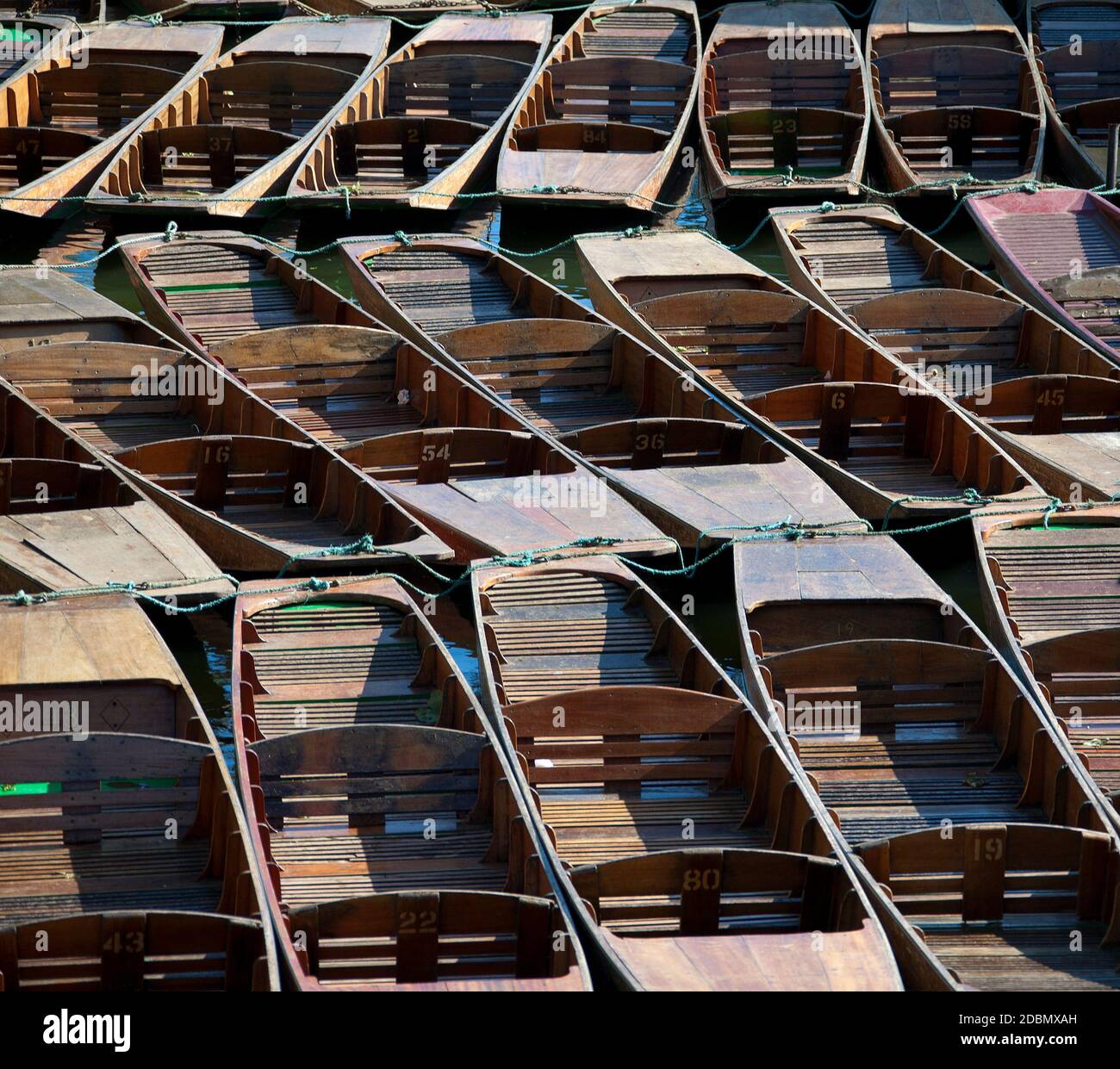Punts tied up on the river isis or thames Stock Photo - Alamy