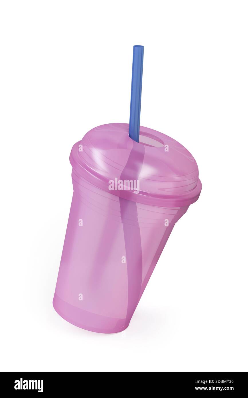 Empty disposable plastic cup for cold drinks with a straw Stock Photo ...