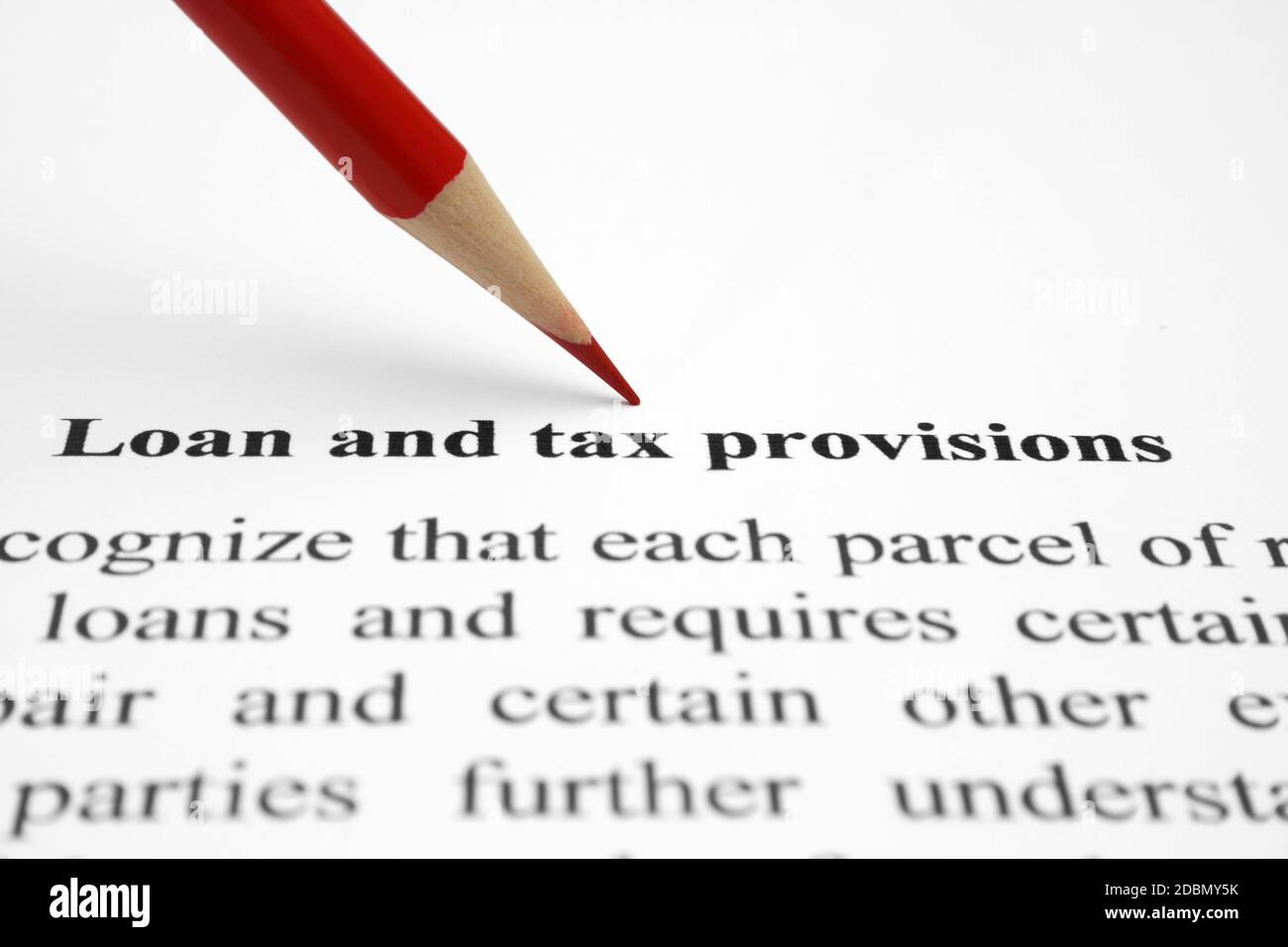 Loan and tax provisions Stock Photo - Alamy