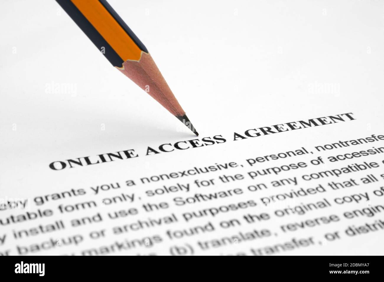 Online access agreement Stock Photo - Alamy