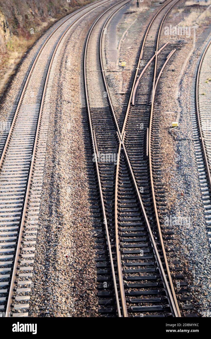 Turnouts, rails, scenes from railway history Stock Photo - Alamy