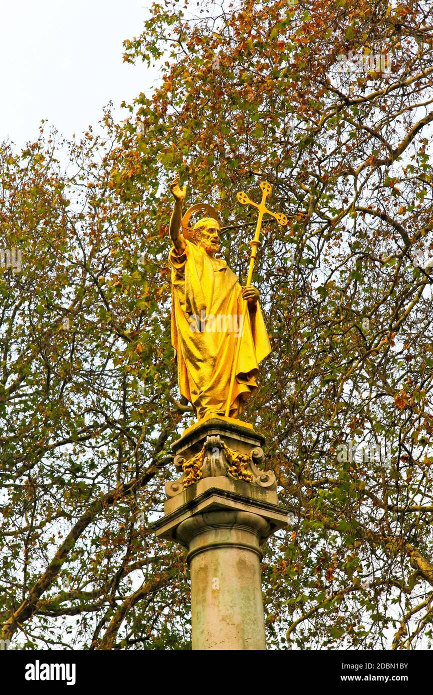 Big golden statue of St. Paul in London Stock Photo - Alamy