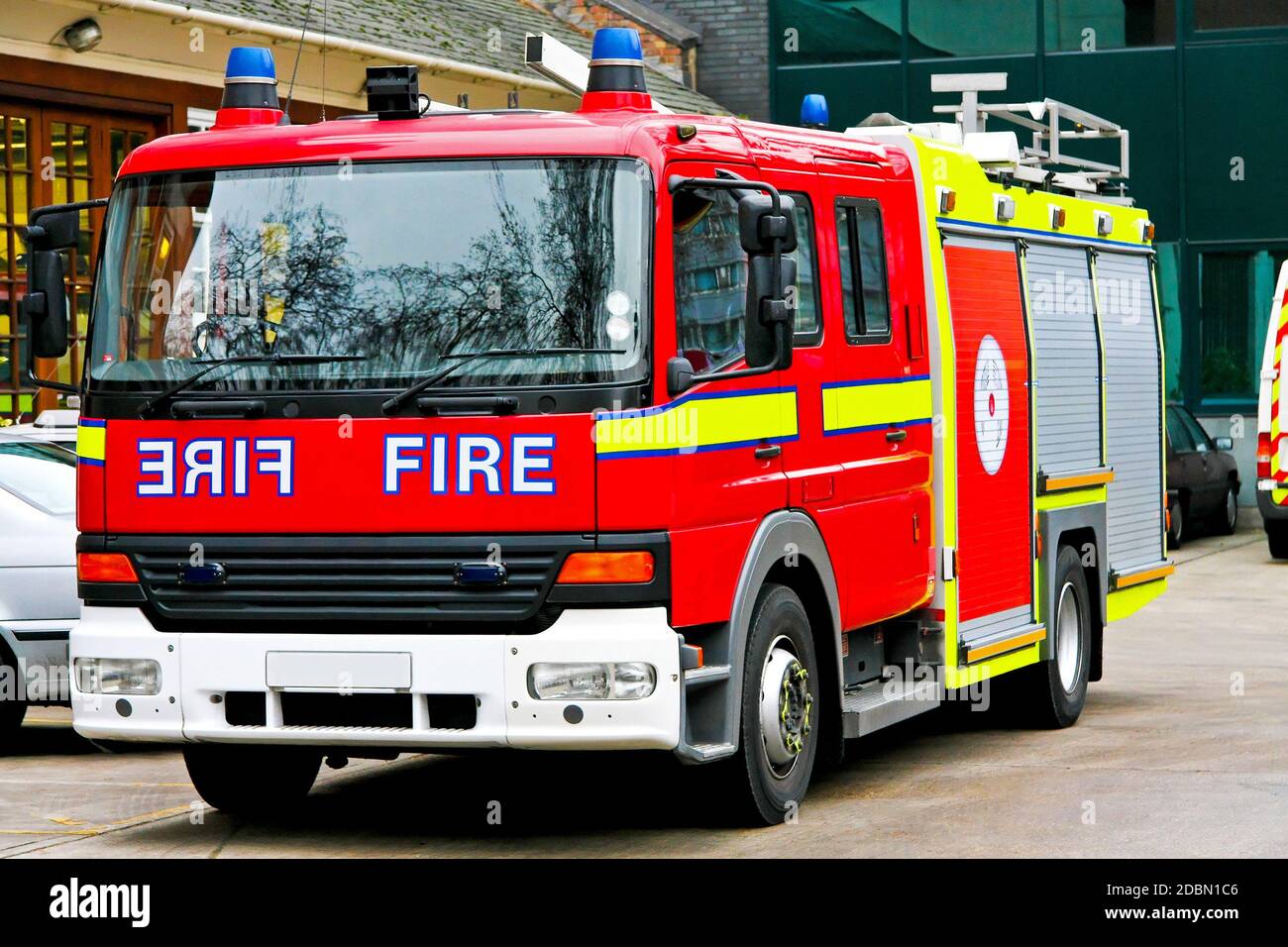 Close up shot of emergency fire engine Stock Photo - Alamy
