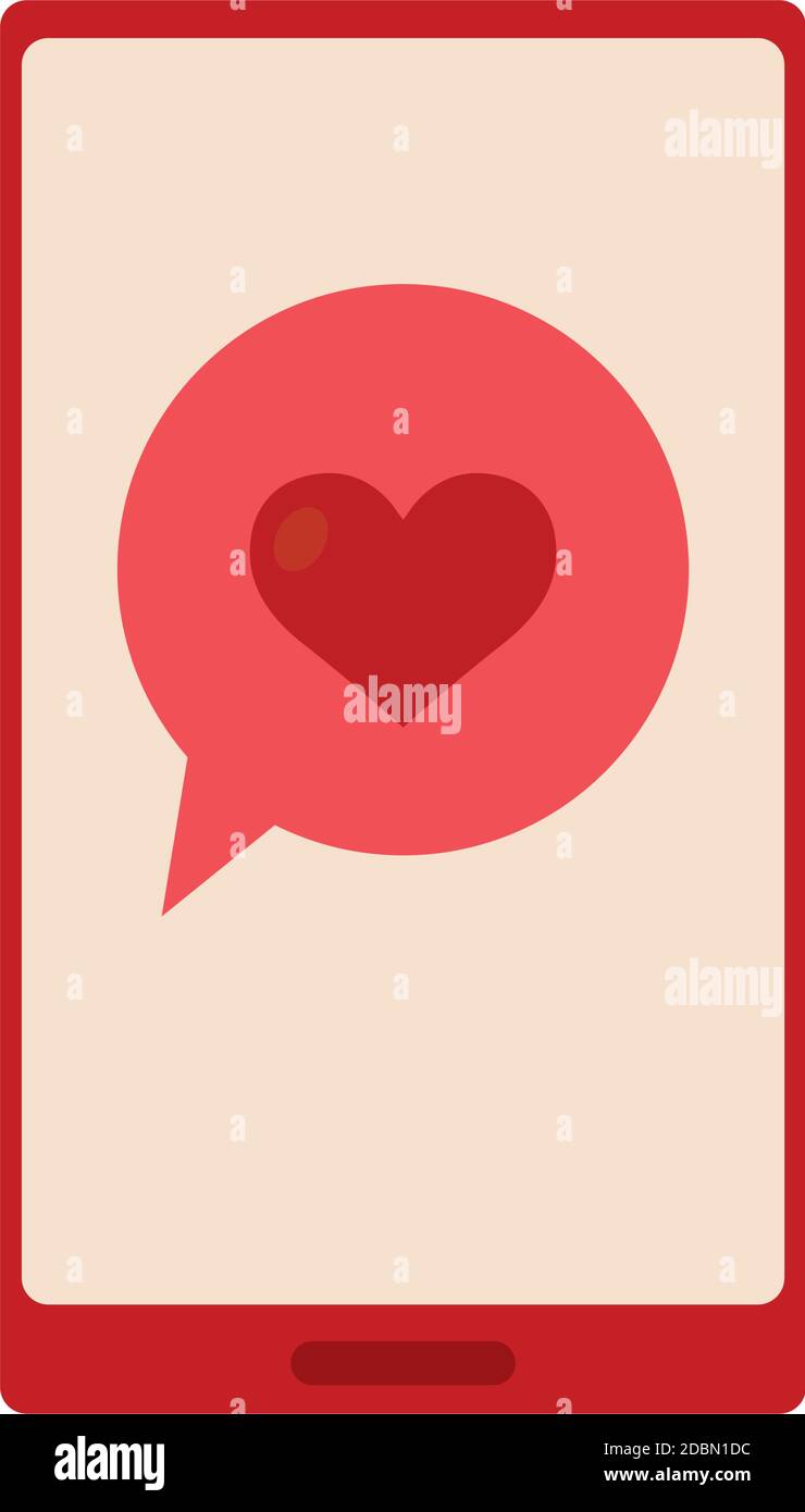 Isolated romantic heart smartphone red love icon- Vector Stock Vector ...