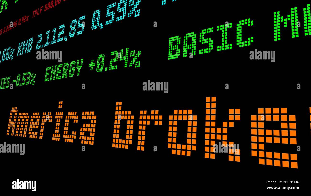 America broke stock ticker report Stock Photo - Alamy