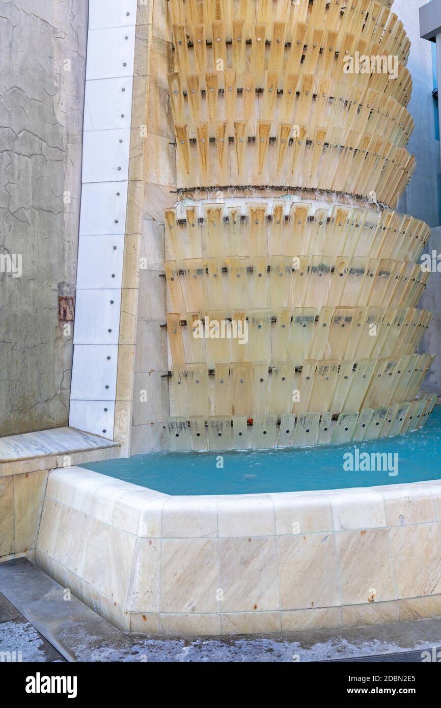 Water Cascade Over Glass Tiles Marble Fountain Belgrade Stock Photo - Alamy