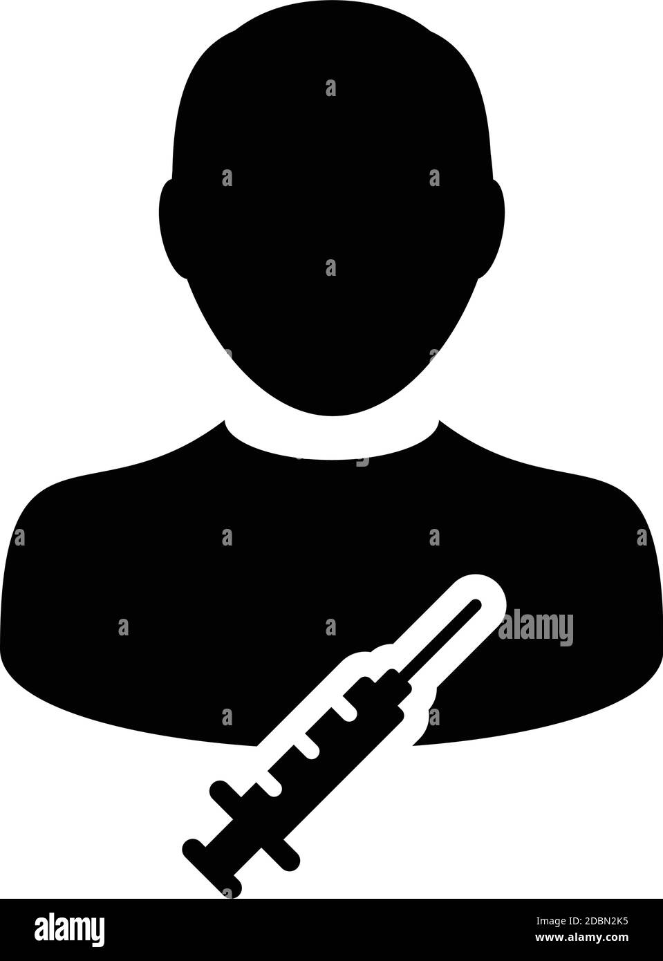 Treatment icon vector with vaccine syringe male user person profile ...