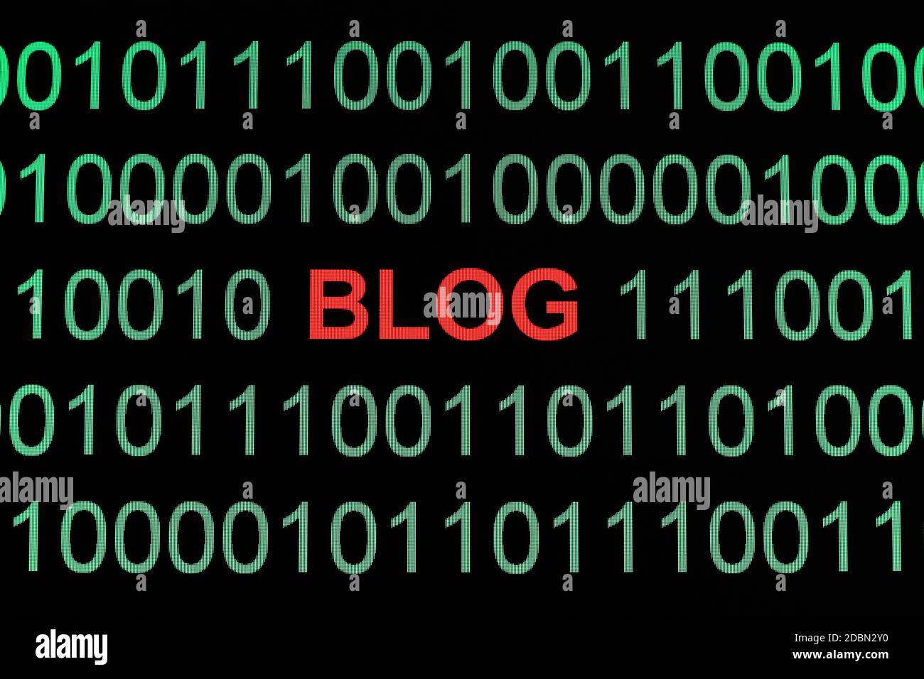 Blog on binary data Stock Photo - Alamy