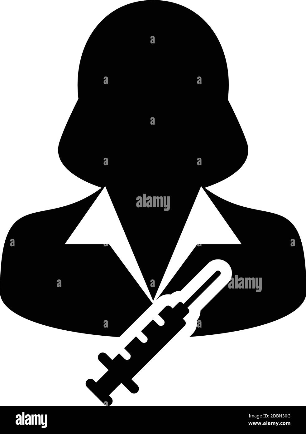 Injection icon vector with vaccine syringe female user person profile ...
