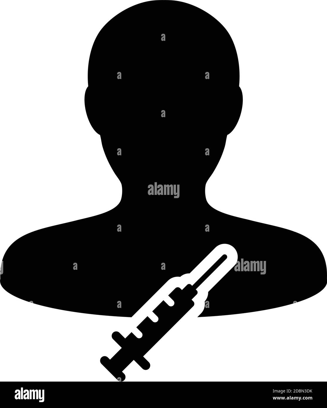 Immunization icon vector with vaccine syringe male user person profile ...
