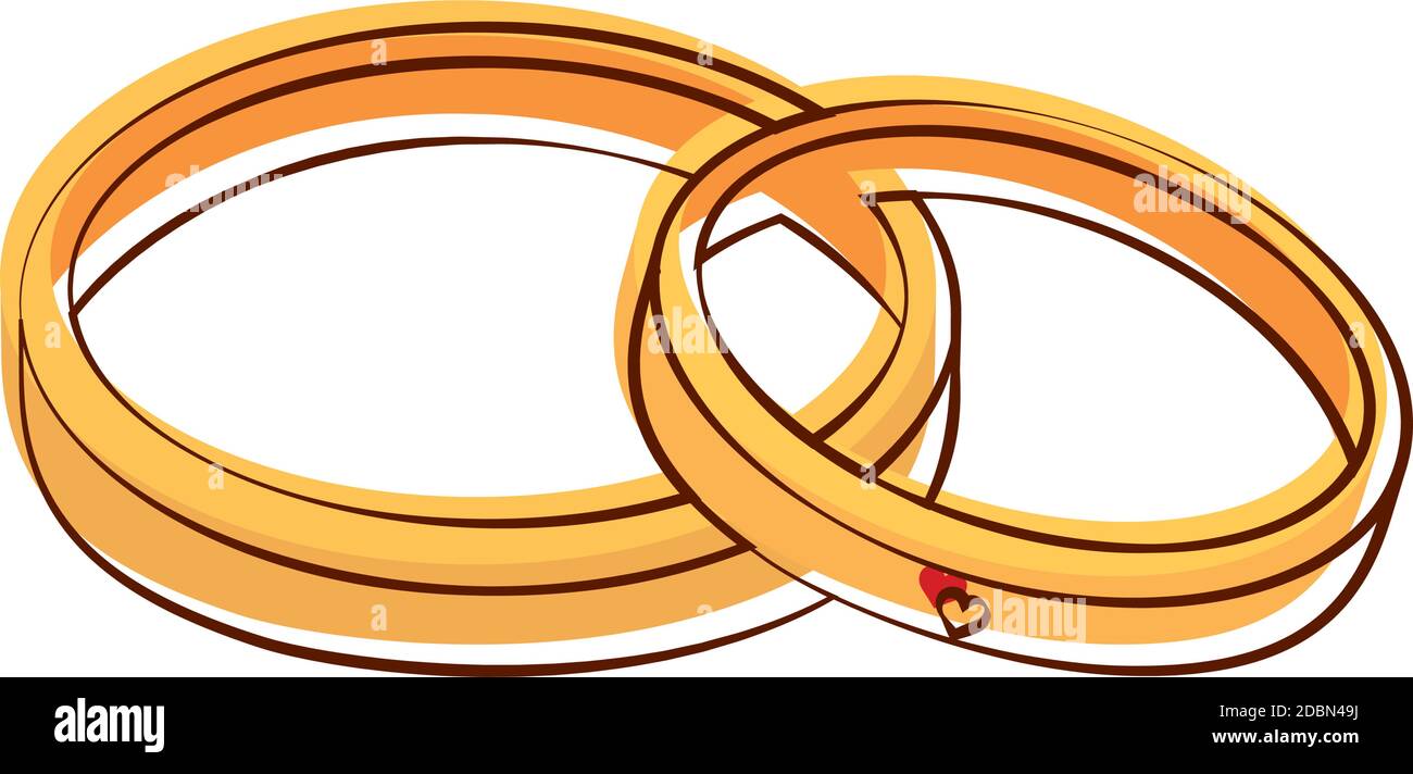 Isolated romantic rings golden love icon- Vector Stock Vector Image ...