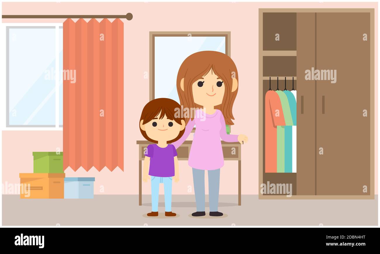 Mother dressing child school uniform hi-res stock photography and ...