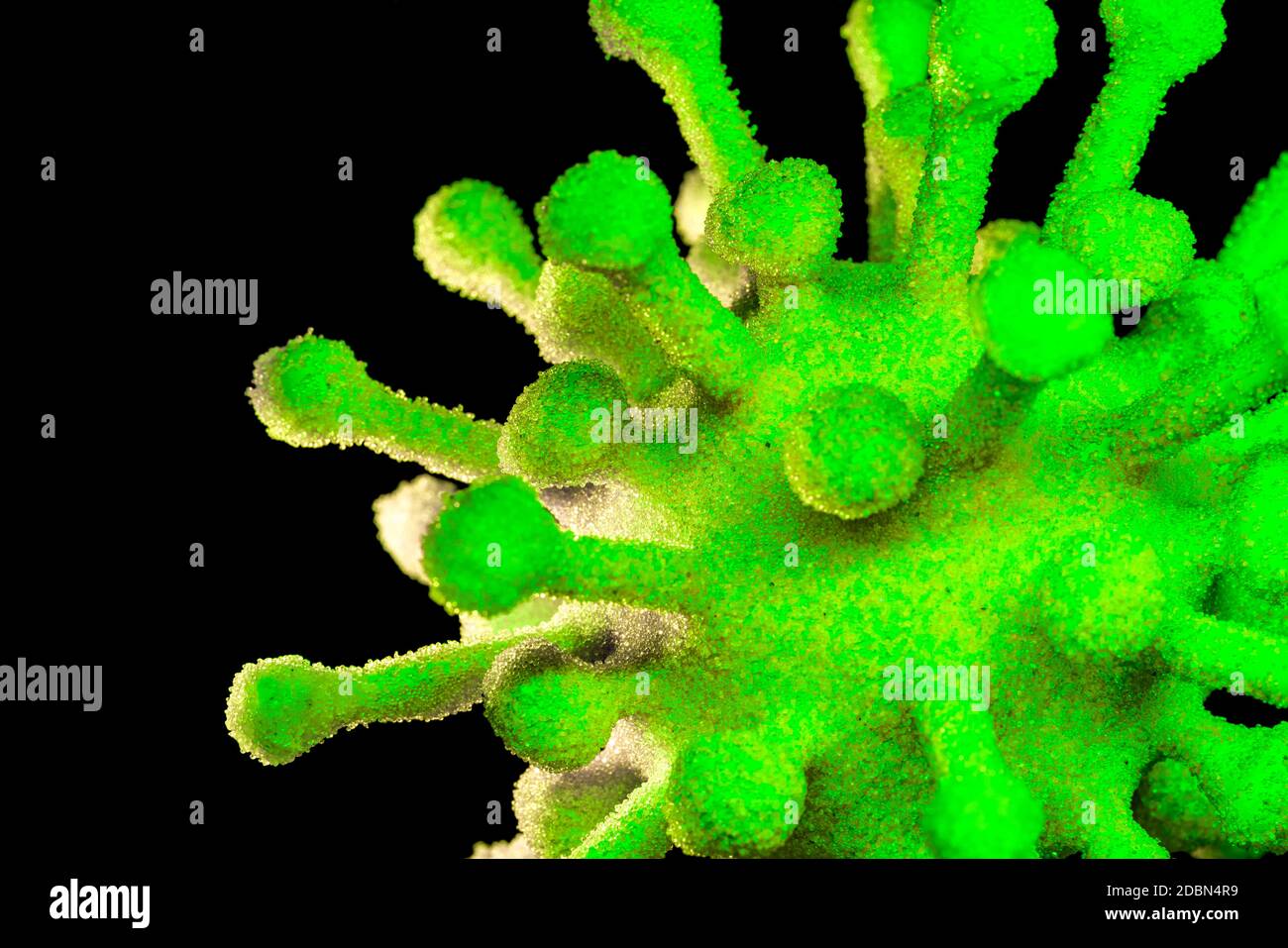 detail of a colorful illuminated symbolic virus in dark back Stock ...