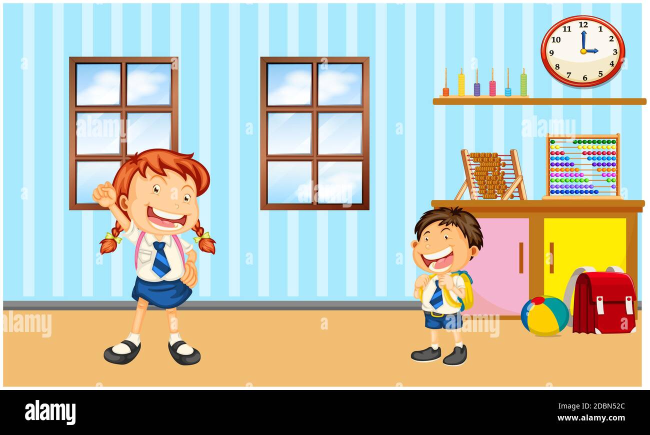 kids are getting ready for school at home Stock Photo - Alamy