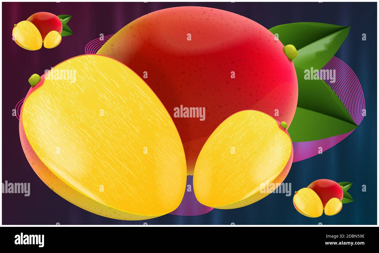 realistic mango fruit on abstract background Stock Photo - Alamy