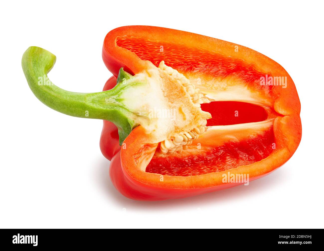 sliced red bell pepper path isolated on white Stock Photo - Alamy