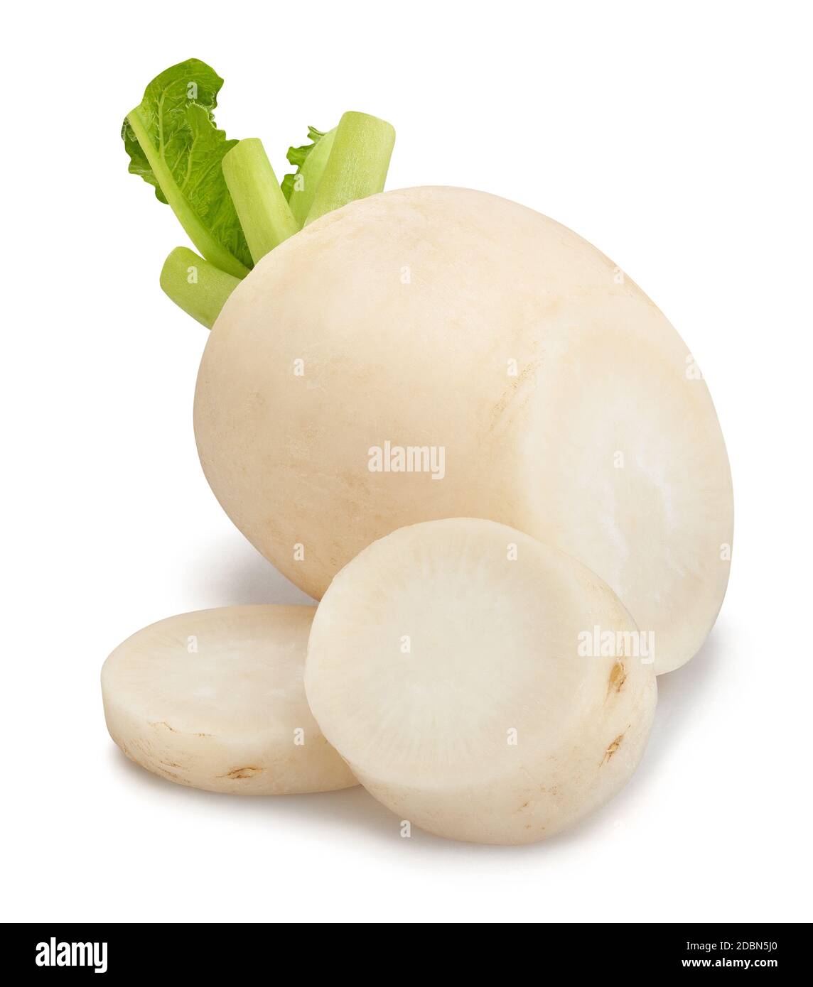 sliced daikon radish path isolated on white Stock Photo - Alamy