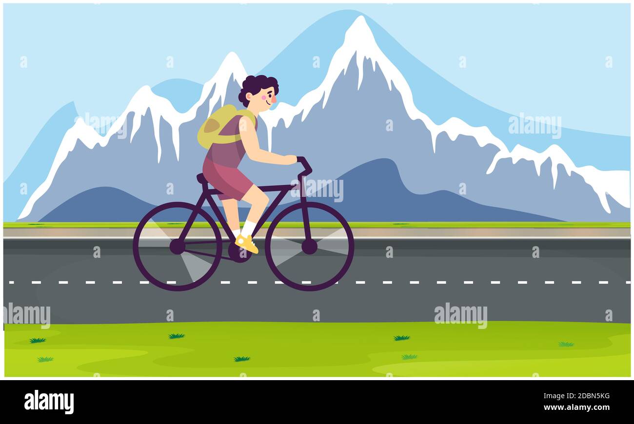 boy is riding bicycle on the road Stock Photo - Alamy