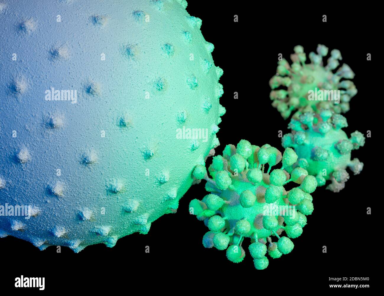 picture of some colorful illuminated symbolic viruses in dark back ...