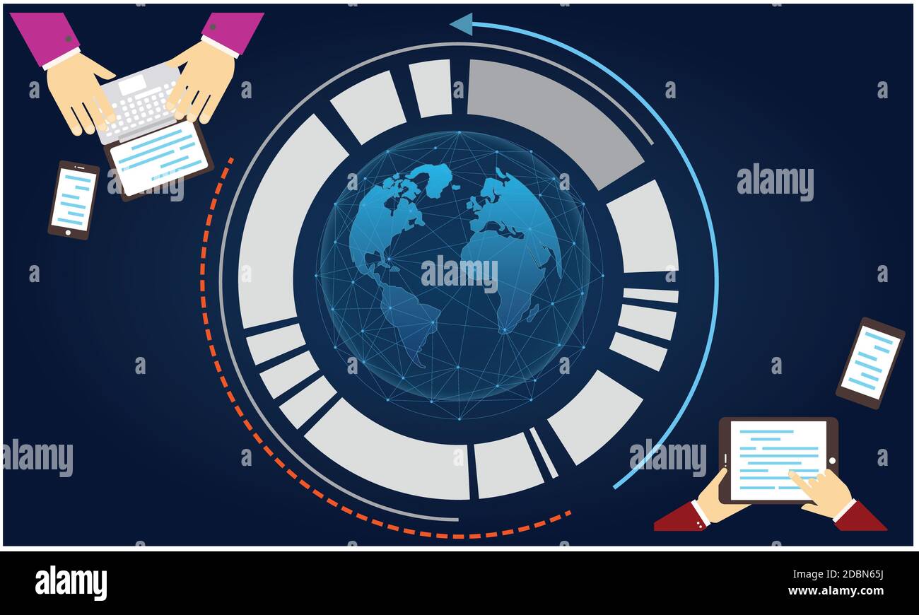 connecting and sending data worldwide across the globe Stock Photo - Alamy
