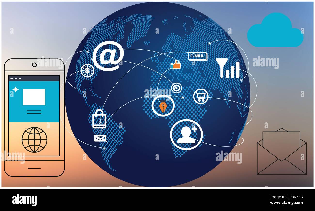the world is connect with mobile across the network Stock Photo - Alamy