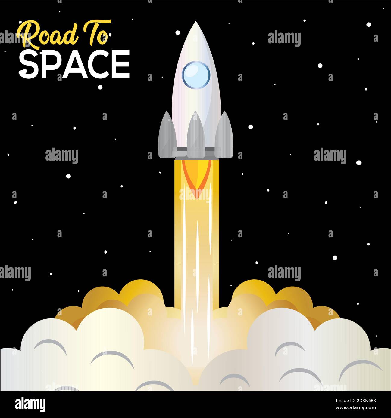 Space rocket take off road to sapace poster - Vector Stock Vector Image ...