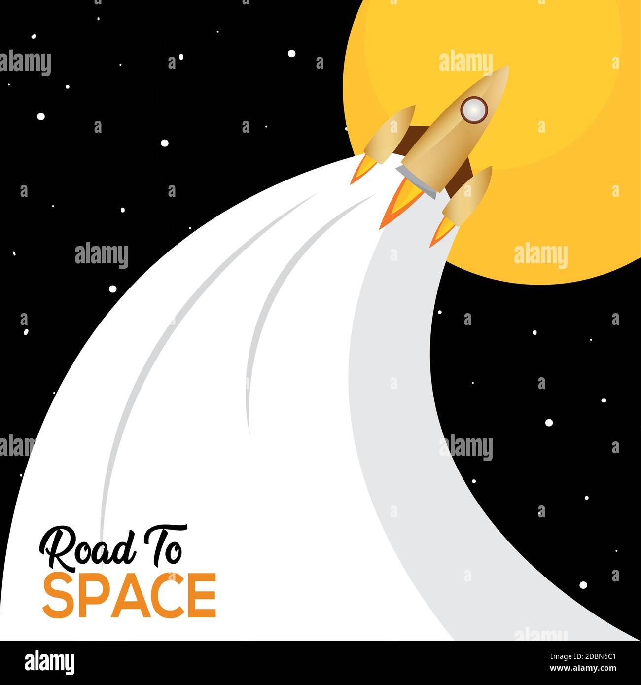Space rocket fly to sun road to sapace poster - Vector Stock Vector ...
