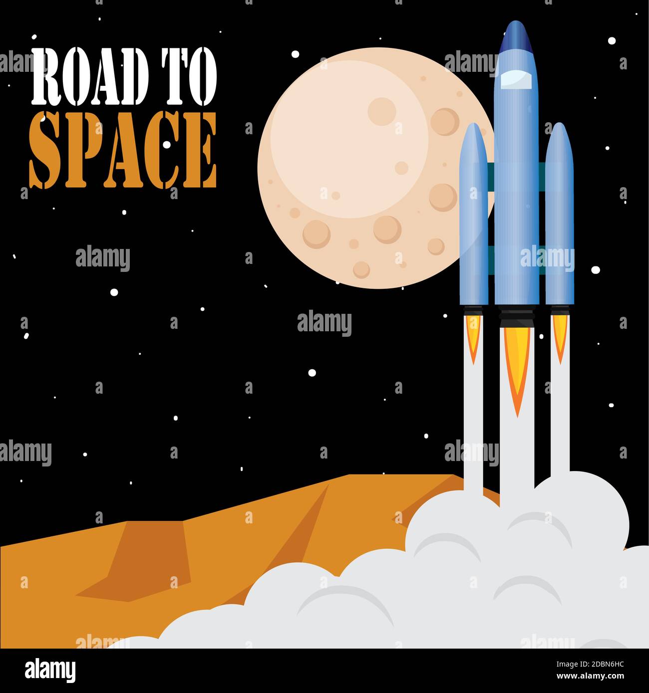 Space rocket take off in Mars road to sapace poster - Vector Stock ...