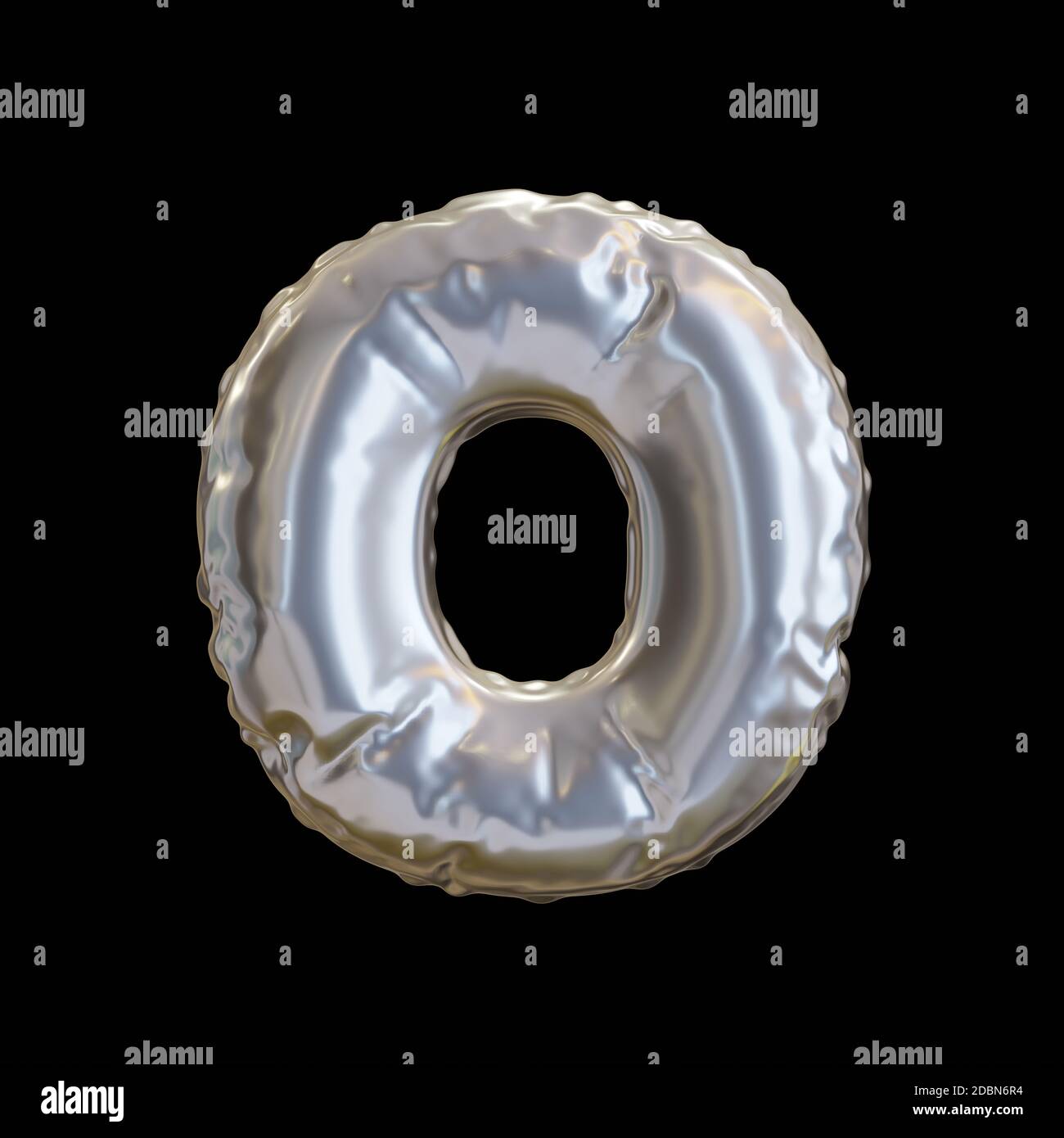Silver Balloon Letter O, Realistic 3D Rendering on a black background ...