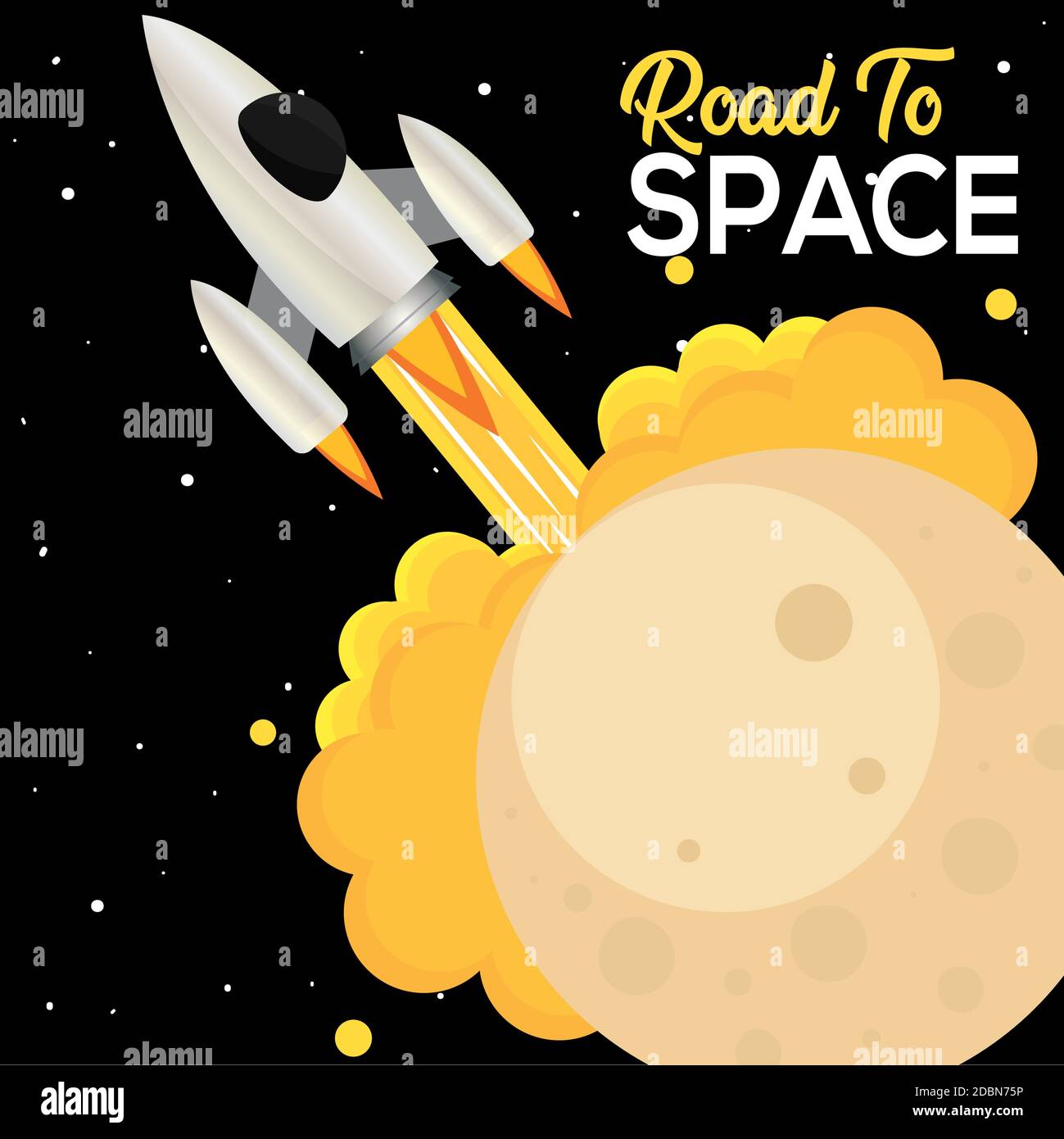 Space rocket take off road to sapace poster - Vector Stock Vector Image ...