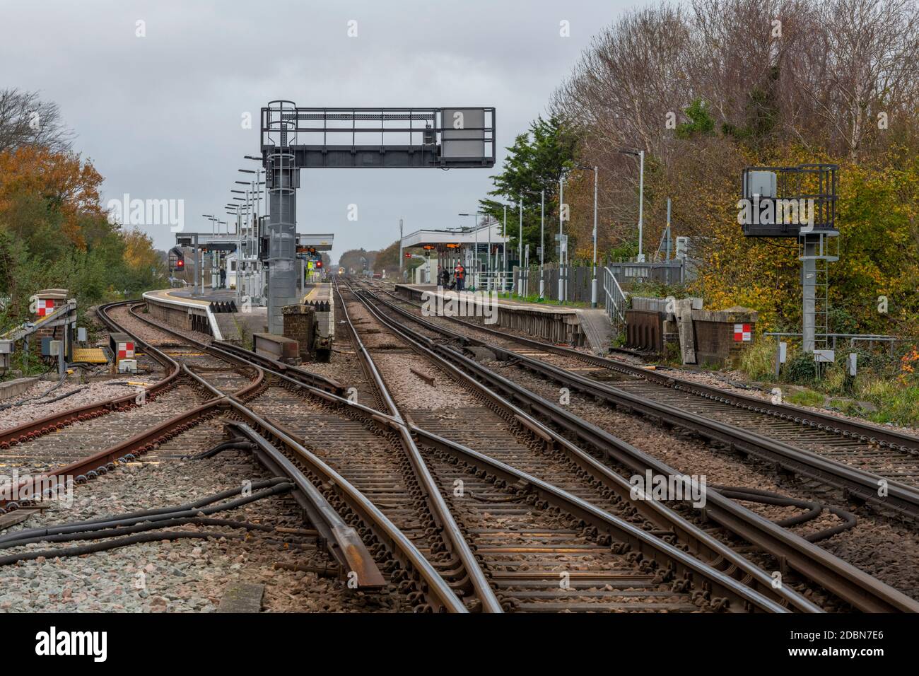 barnham railway station viewed from the foot crossing over the tracks ...