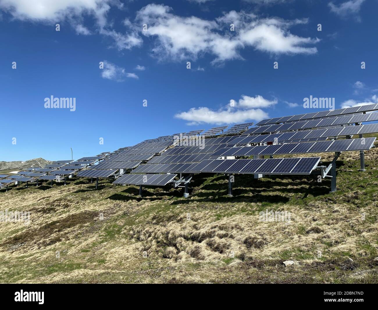 Solar Panel European Alps, high altitude landscape with alternative ...