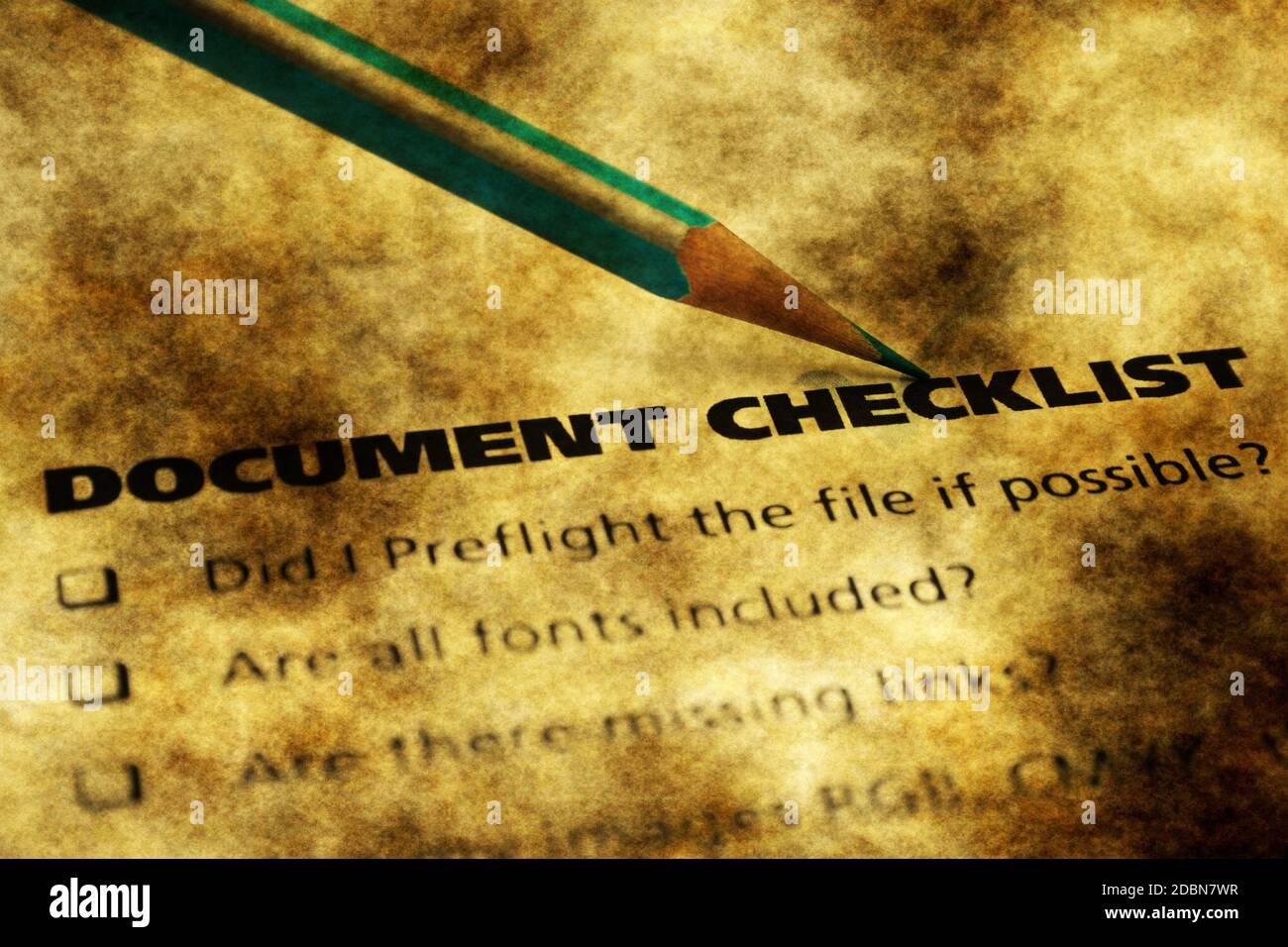 Document checklist grunge concept Stock Photo - Alamy