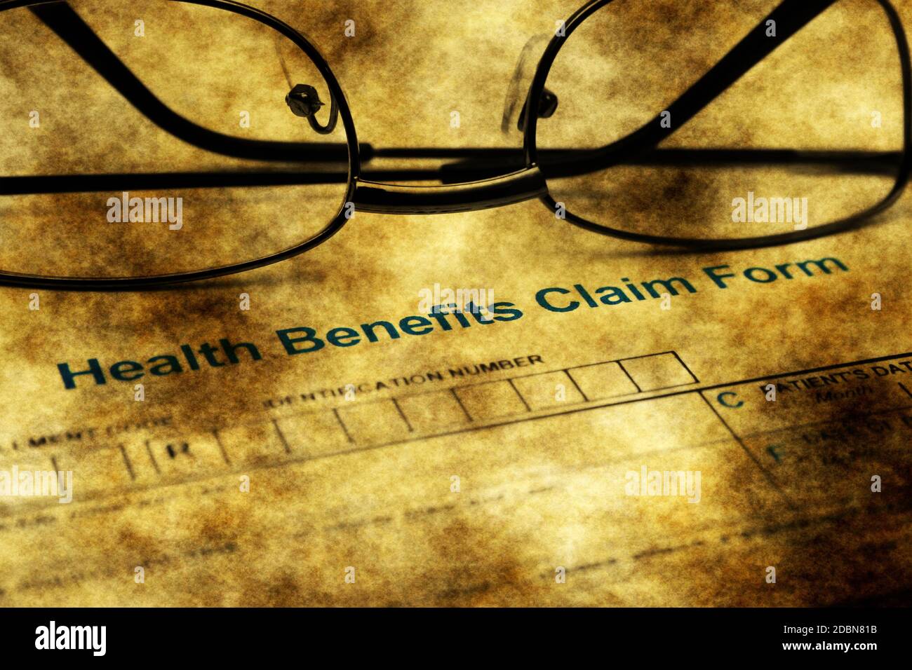 Health benefits claim form grunge concept Stock Photo - Alamy