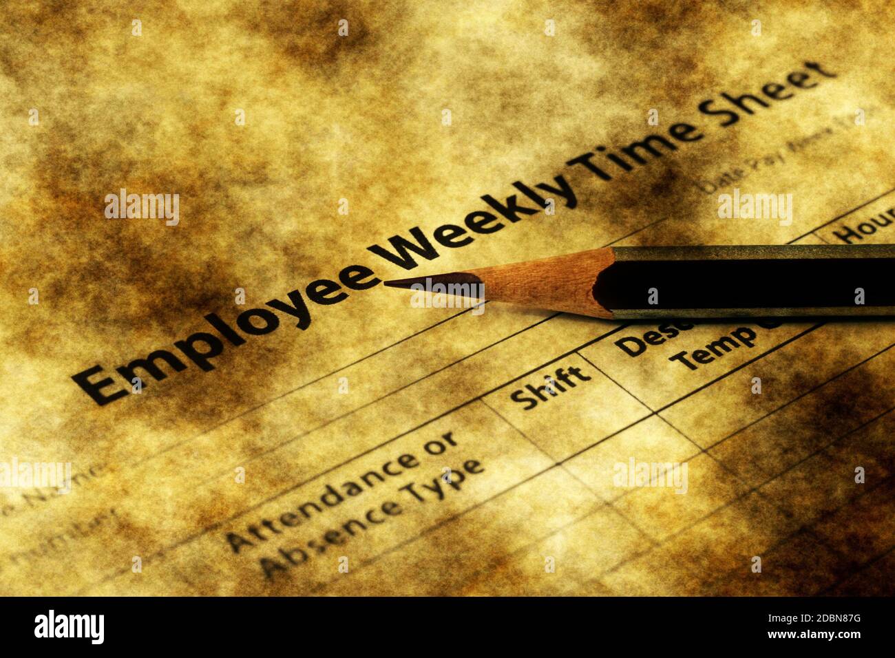 Employee time sheet grunge concept Stock Photo - Alamy