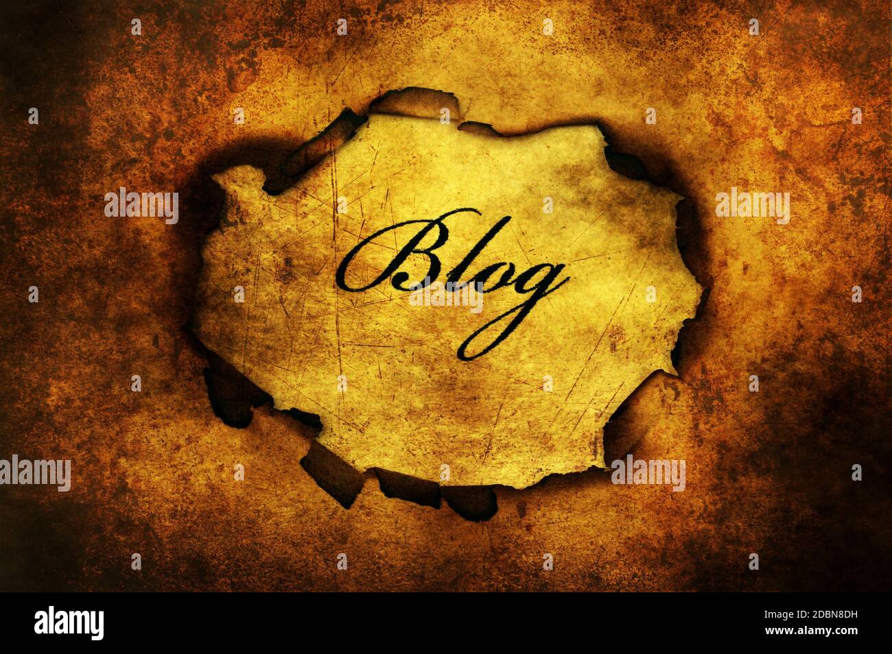 Blog paper hole grunge concept Stock Photo - Alamy