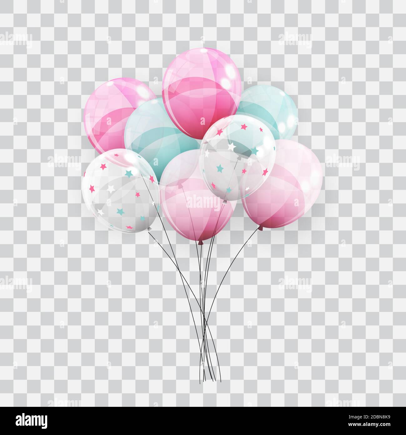 Color Glossy Balloons on Transparent Background Vector Illustration ...