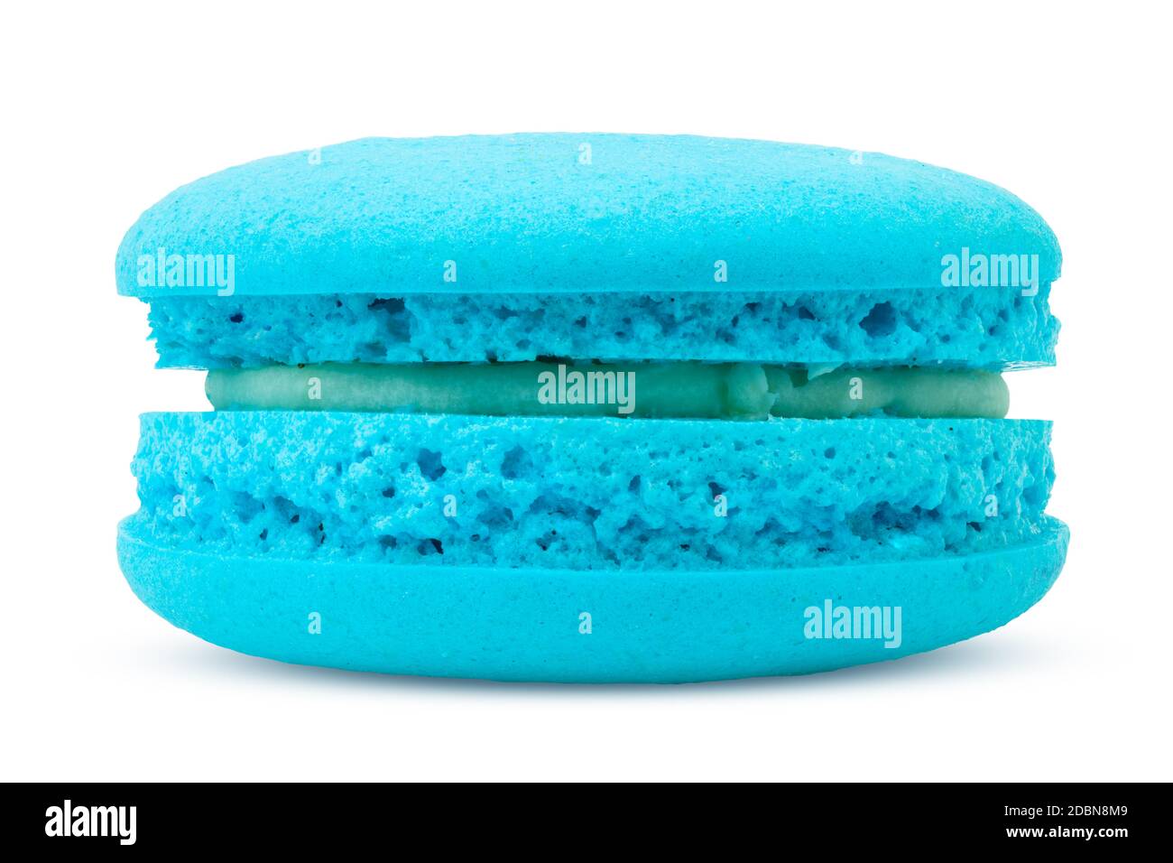 blue macaroon isolated on white background, clipping path, full depth ...