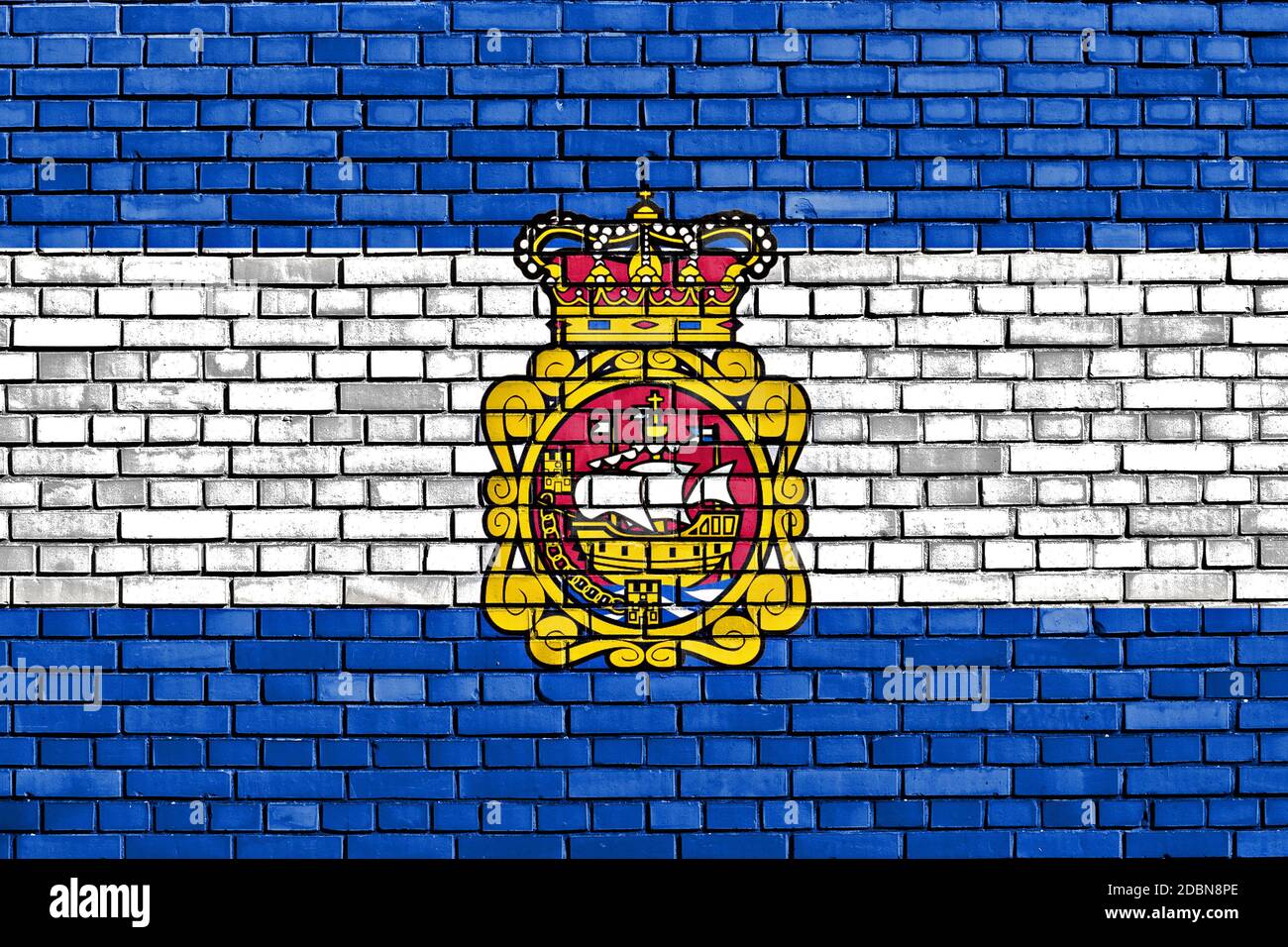 flag of Aviles painted on brick wall Stock Photo - Alamy
