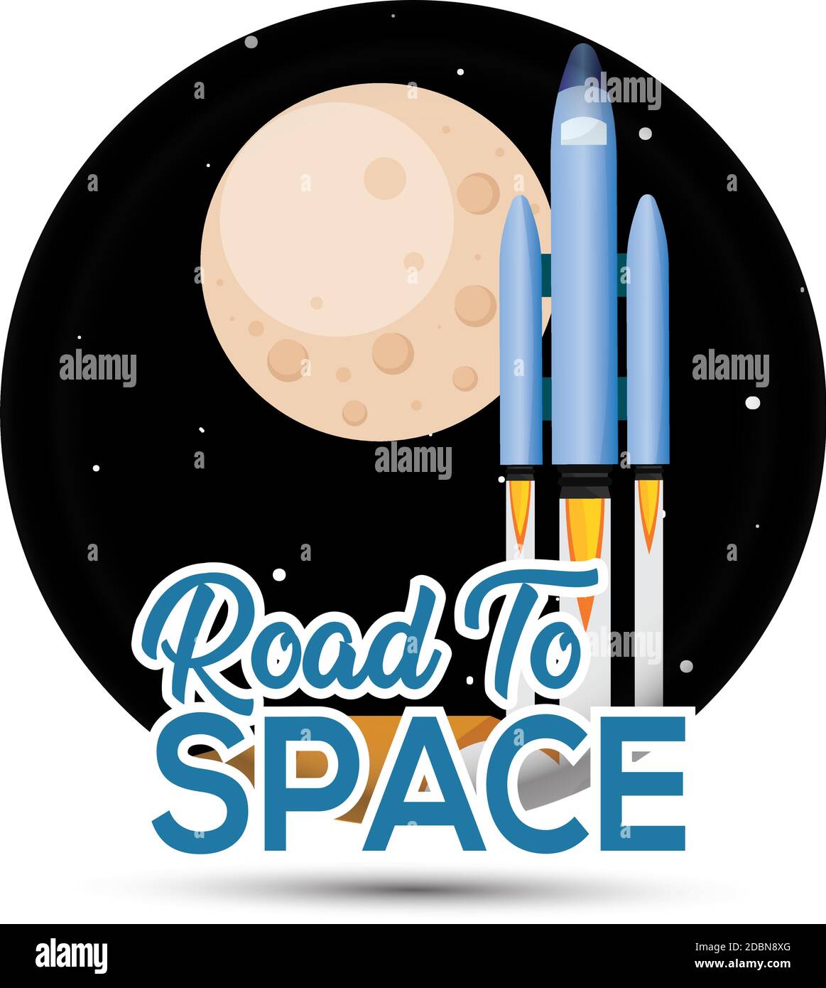 Isolated Space rocket take off logo road to space icon - Vector Stock ...