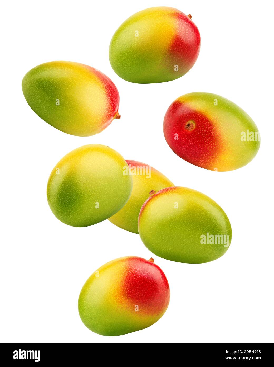 Falling mango isolated on white background, clipping path, full depth ...