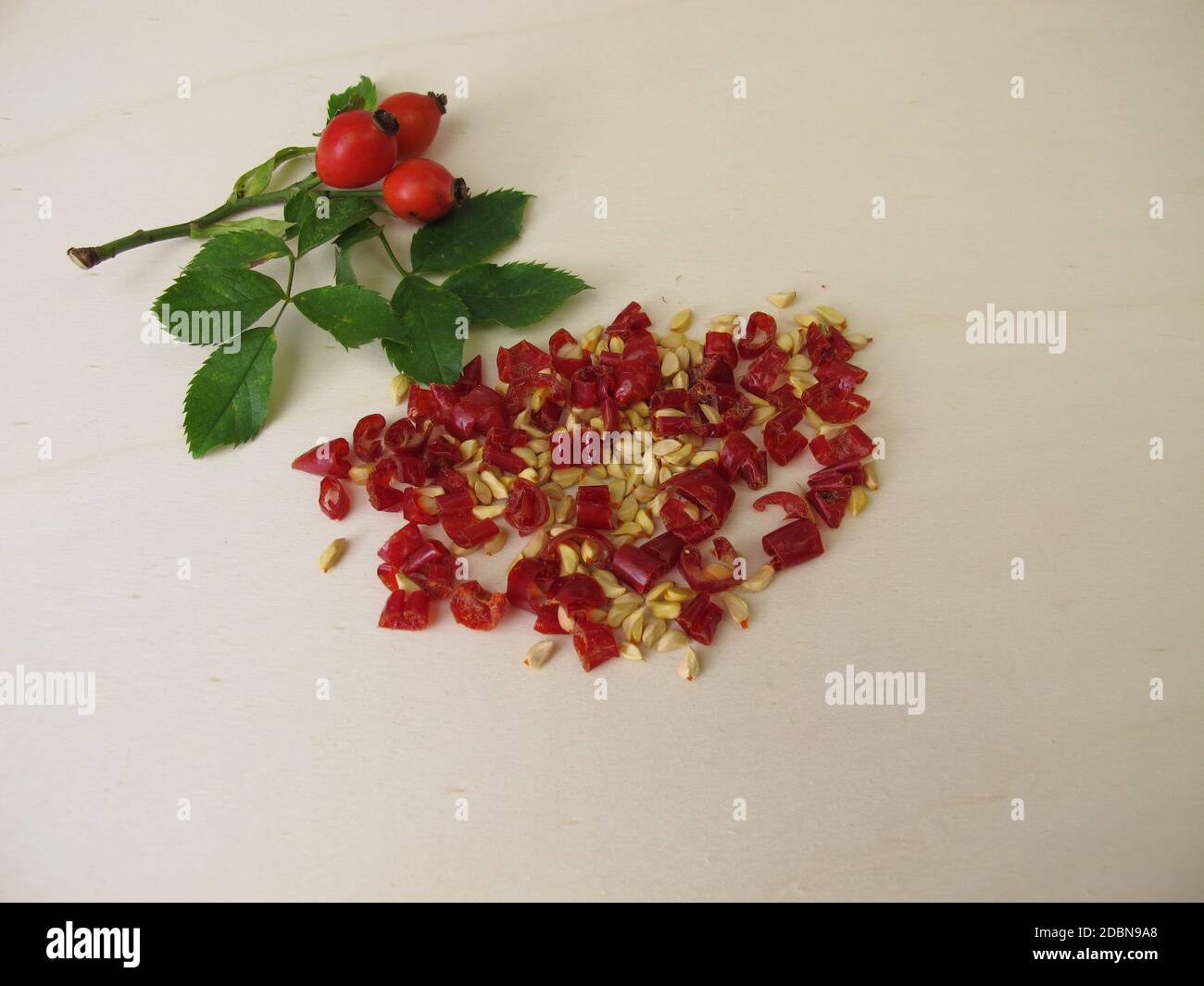 Dried rosehip peel and rosehip seeds from the wild rose dogrose Stock ...