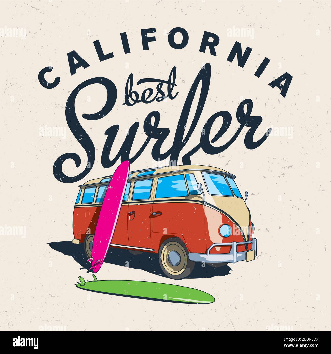 California Best Surfer Poster with bus and board on effective ...