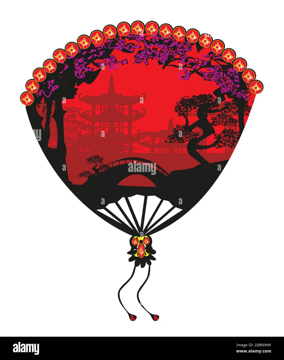 Chinese art fan border Cut Out Stock Images & Pictures - Alamy