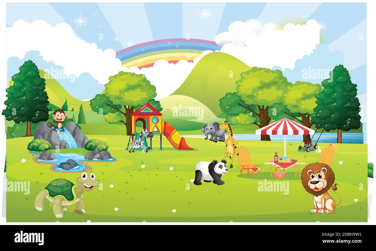 Rain forest animals illustration Cut Out Stock Images & Pictures - Alamy
