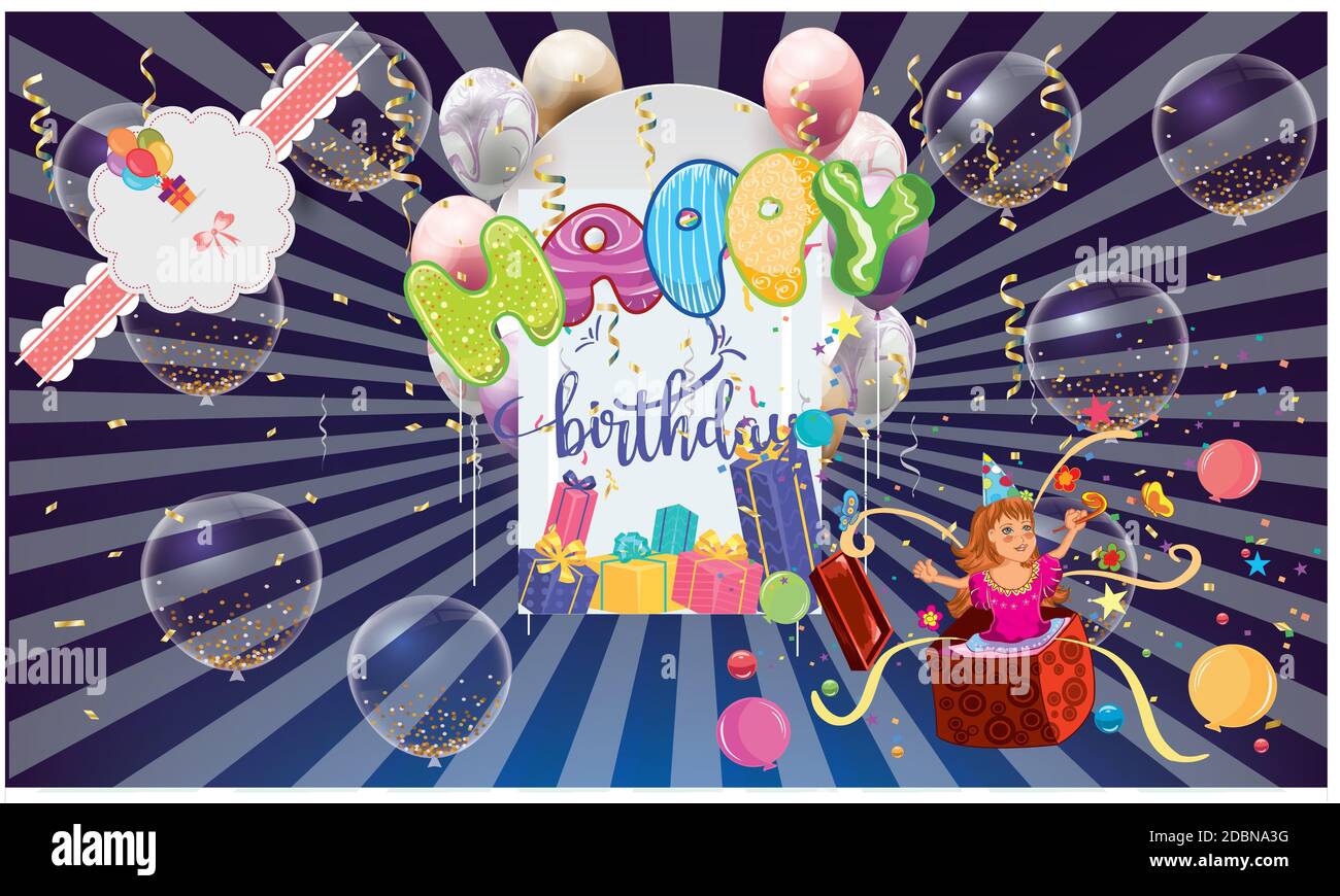 birthday party celebration on rainbow background Stock Photo - Alamy