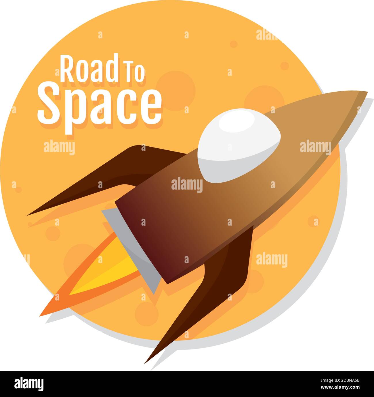 Isolated Space rocket fly in the moon logo road to space icon - Vector ...