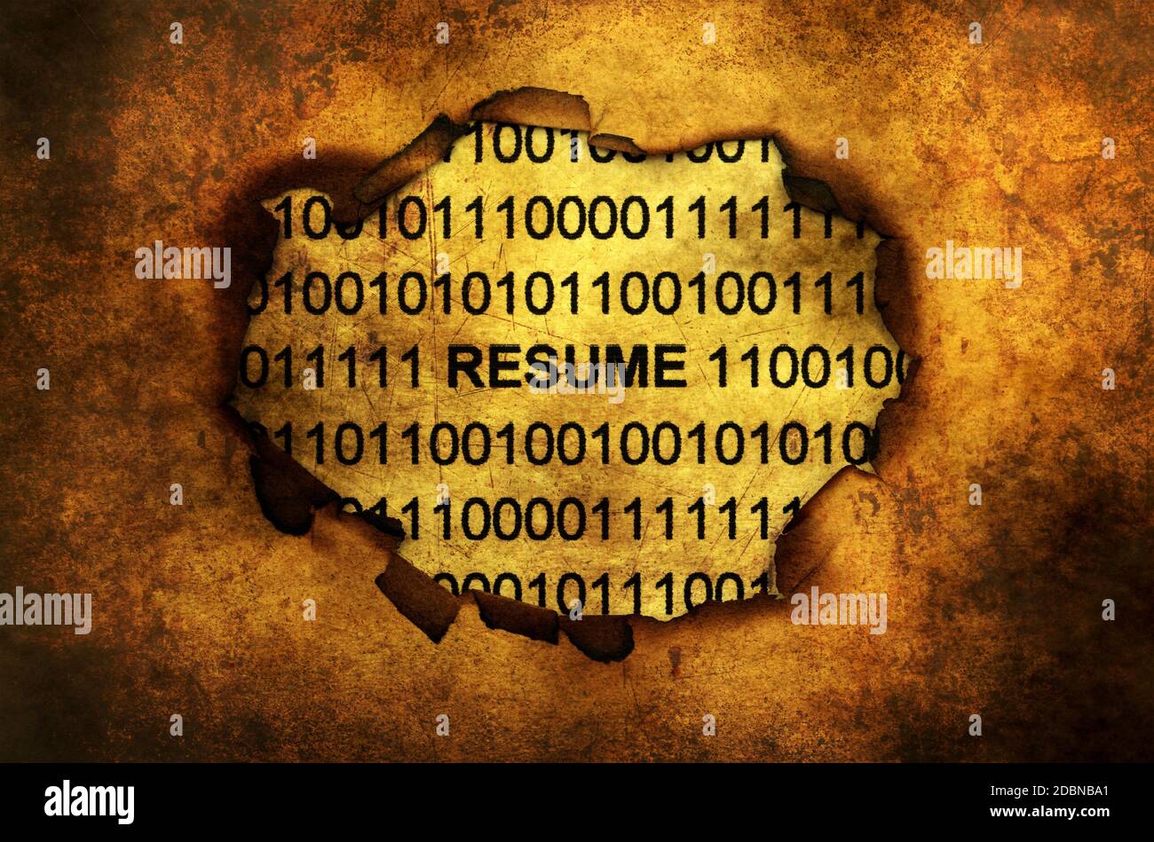 Resume paper hole grunge concept Stock Photo - Alamy