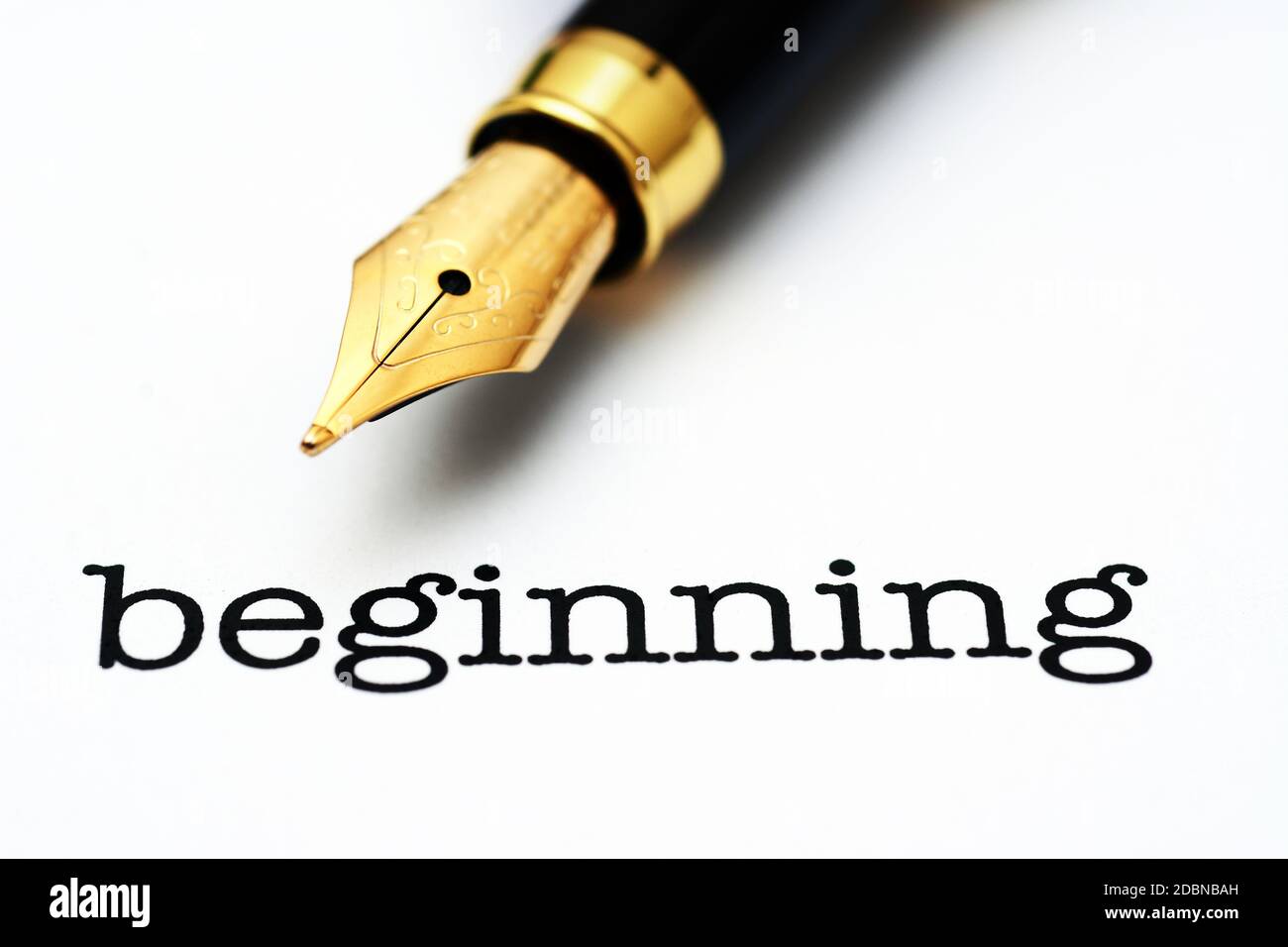 Fountain pen on beginning text Stock Photo - Alamy